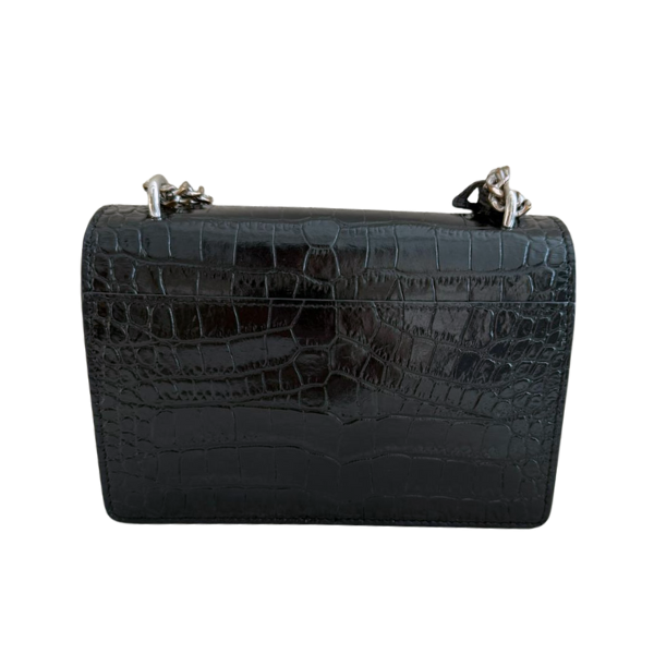 Saint Laurent Paris Black Croc-Embossed Leather Sunset Wallet on Chain ...