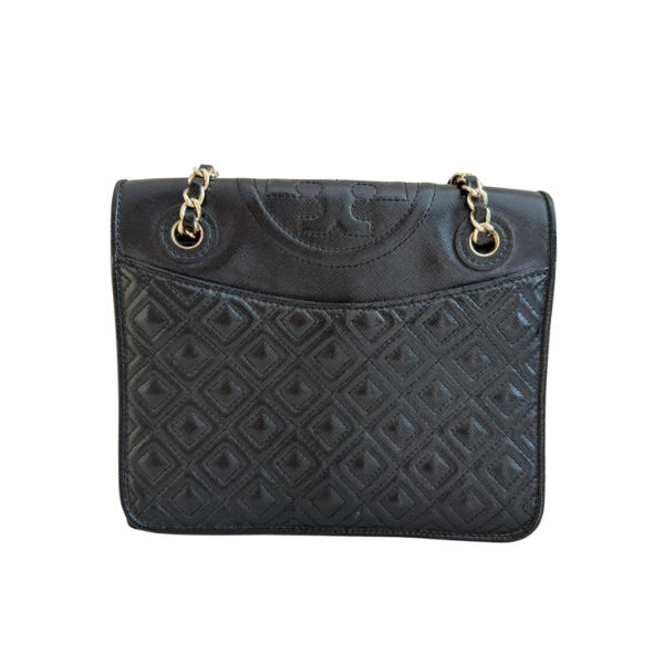 Tory Burch Fleming Quilted Crossbody Chain Bag – Black Leather | Batra