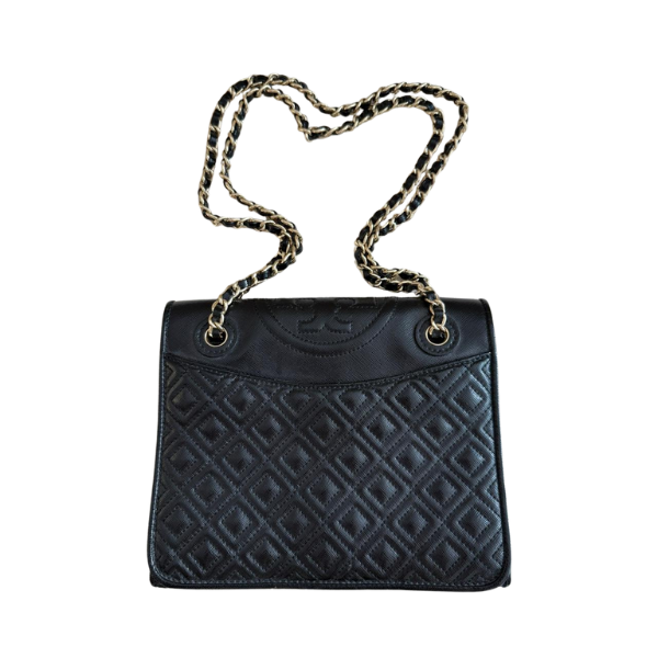 Tory Burch Fleming Quilted Crossbody Chain Bag – Black Leather | Batra